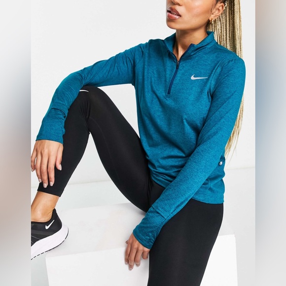 Nike | Tops | Nike Running Drifit Half Zip Top In Blue | Poshmark